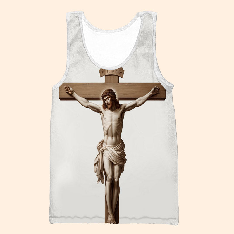 Religious tank top Jesus on the cross for women | Croix Chrétiennes