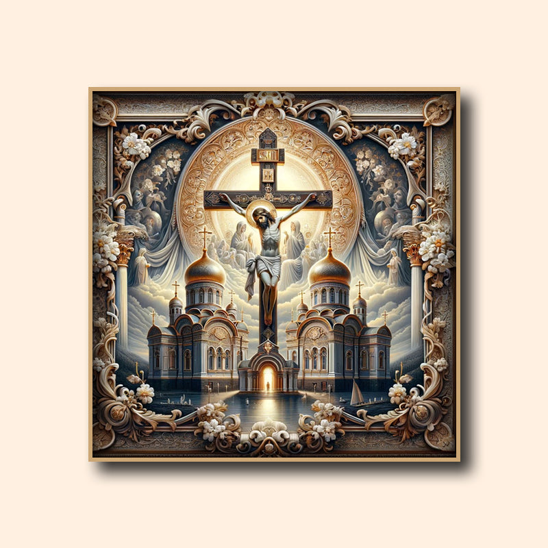Religious painting Jesus on the cross | Croix Chrétiennes
