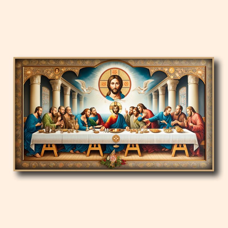 Religious painting Jesus at table | Croix Chrétiennes