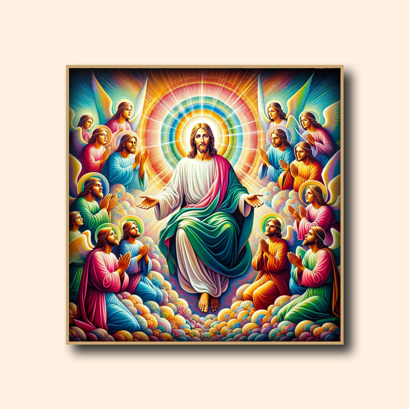 Religious painting Jesus Multicolor Modern | Croix Chrétiennes